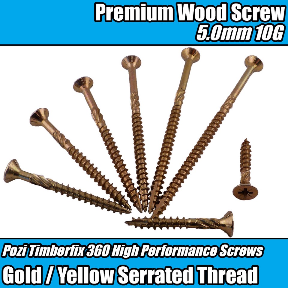 Mixed Pack 5.0mm 10G PREMIUM WOOD SCREWS CUTTER THREAD POZI CSK ...