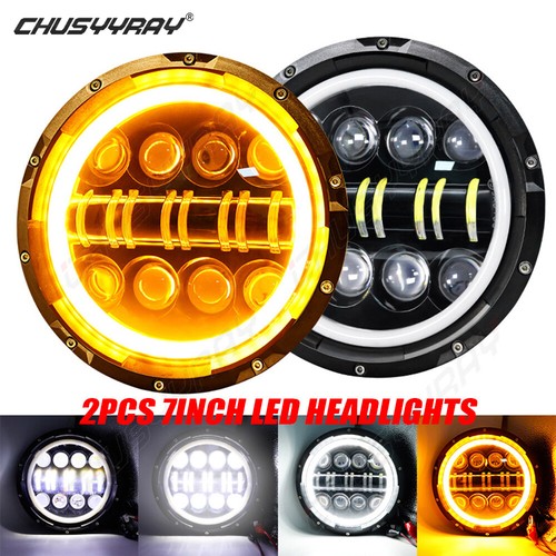 7" inch H6024 Round LED Headlights w/ Halo DRL For 90-97 Mazda NA Miata ...