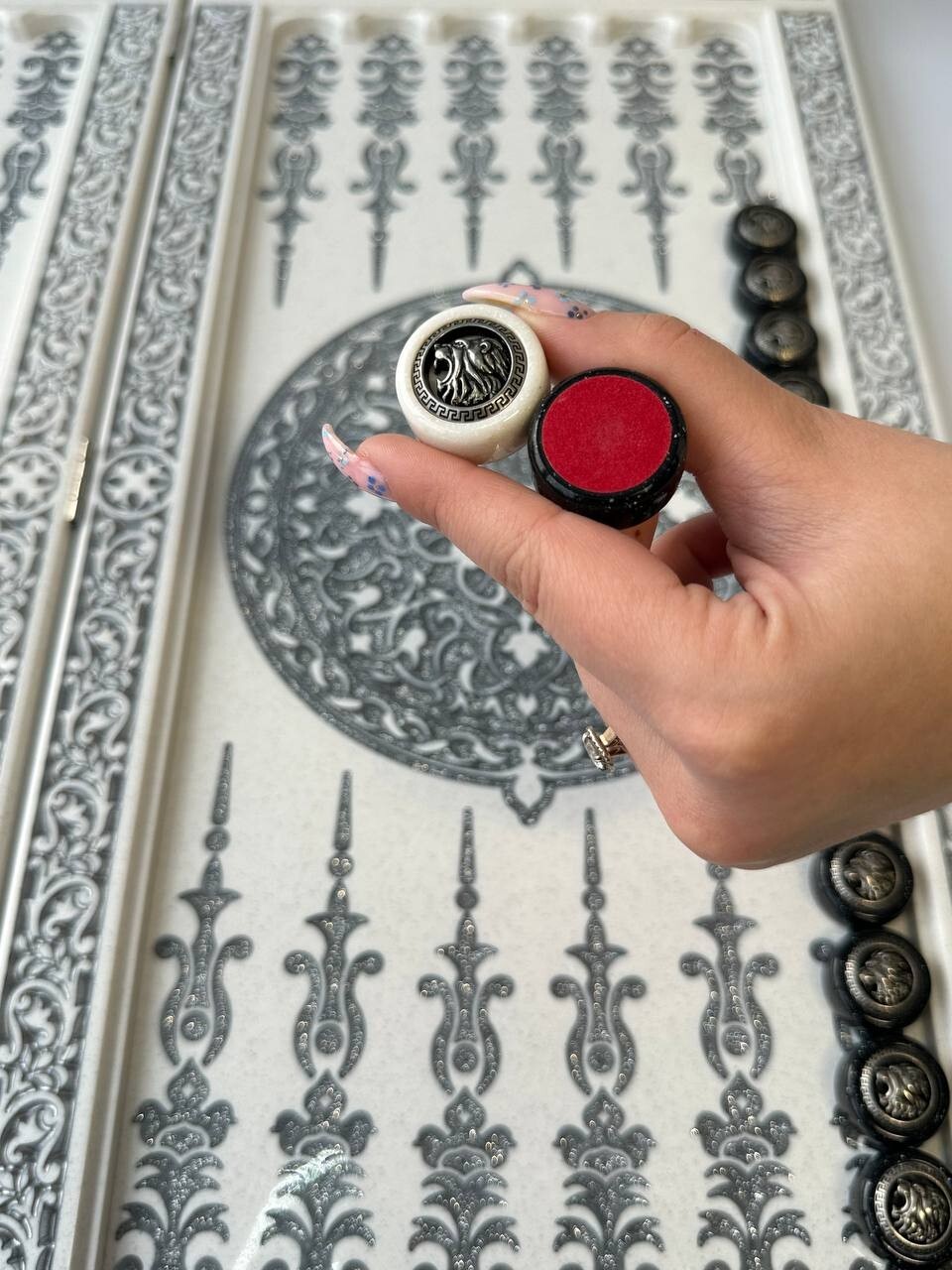 Acrylic Stone Backgammon Board with LION Pic,Backgammon Set, Premium ...