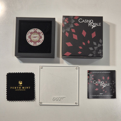 2023 Casino Royale 007 James Bond Poker Chip 1oz Silver Antiqued ...