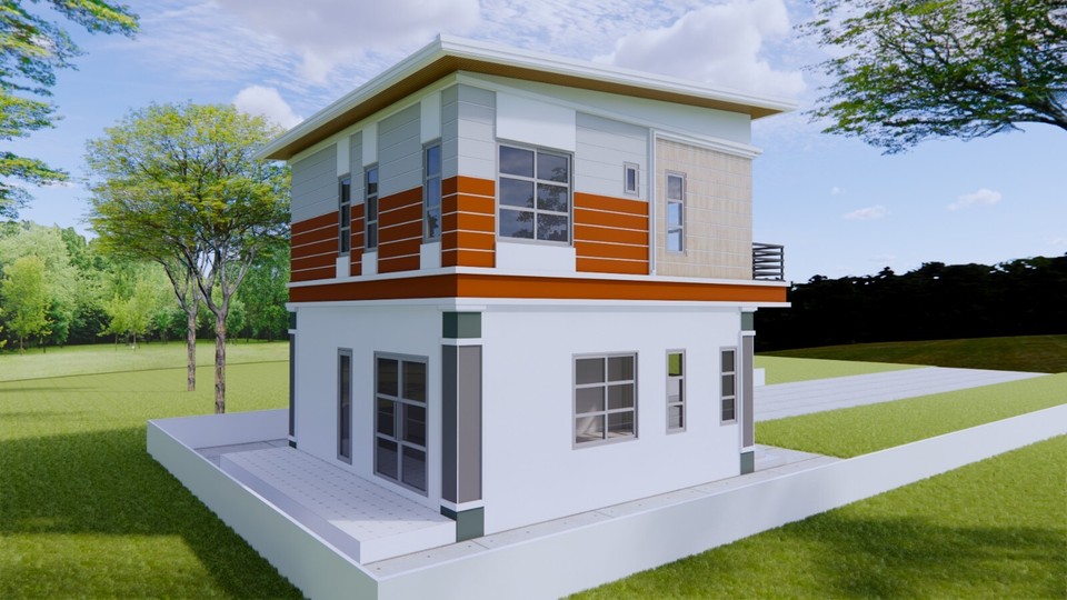 23x23 Feet House Plan 7x7 Meter 3 Bed 3 Bath Shed Roof PDF Plan (A4 ...