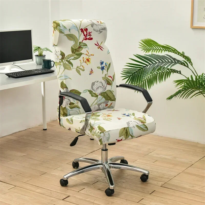 Floral Prints Elastic Chair Cover Geometry Computer Chairs Slipcovers ...
