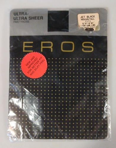 Eros Ultra-Ultra Sheer Jet Black Nylon Pantyhose Size: Medium/Tall ...
