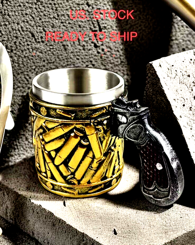Bullet Beer Mug, Revolver Gun Pistol Beer Coffee Cup 3D stainless Steel ...