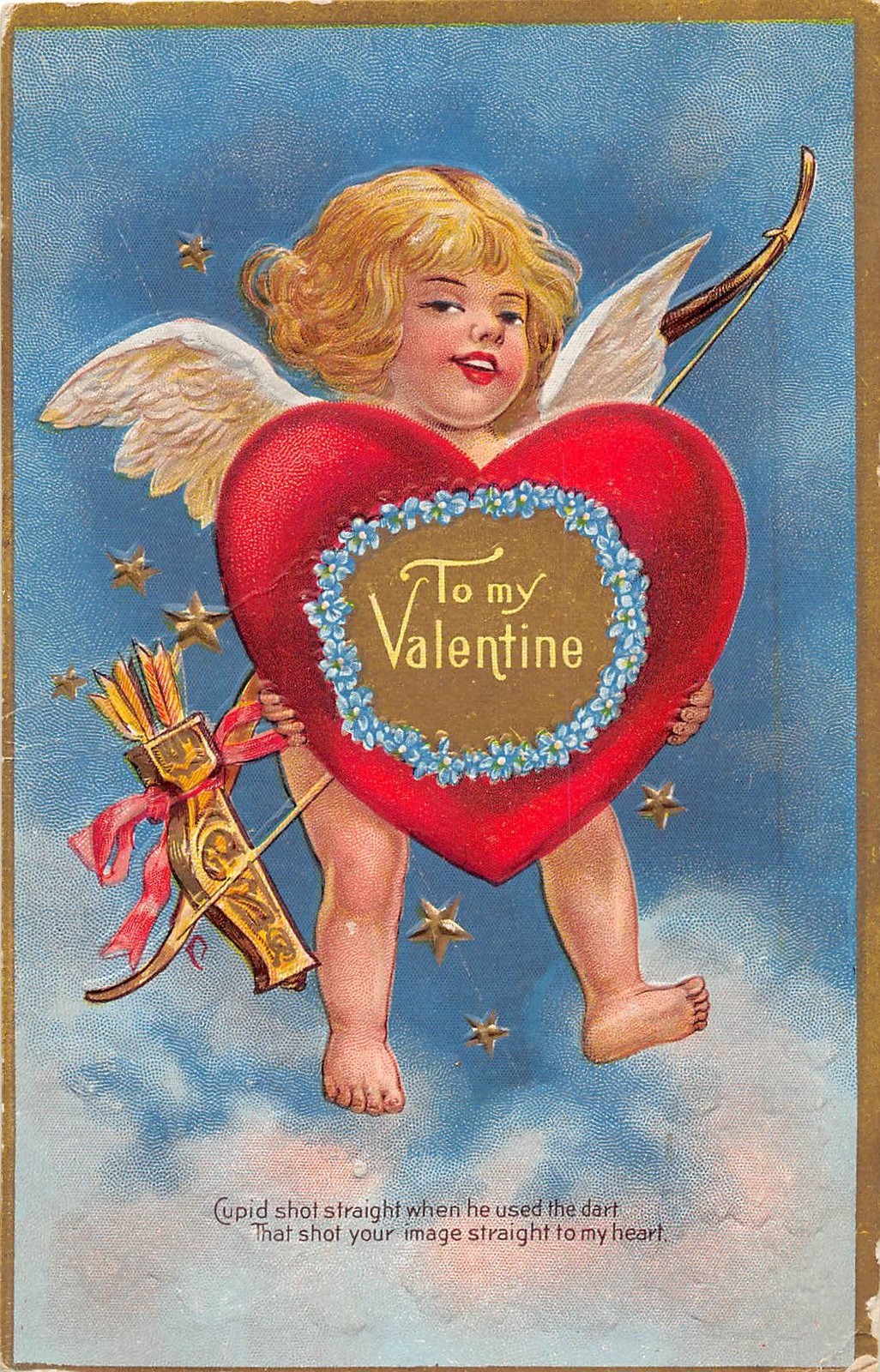 B95/ Valentine's Day Love Holiday Postcard c1910 Nash? Cupid Gold 27 | eBay