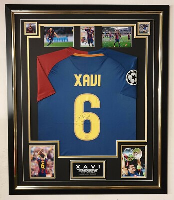 Xavi of Barcelona Signed Shirt Jersey Autographed Display AFTAL DEALER ...