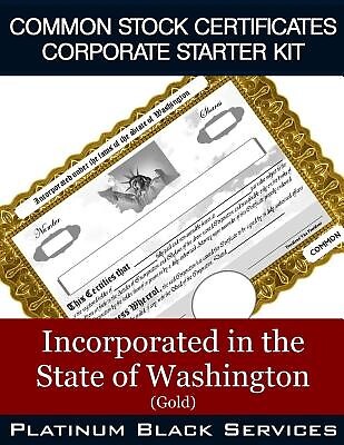 Common Stock Certificates Corporate Starter Kit: Incorporated in ...
