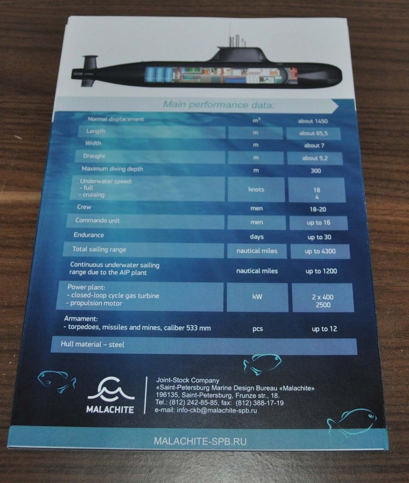 Malachite Small Attack Submarine Serval P-750B Russian Navy Fleet ...