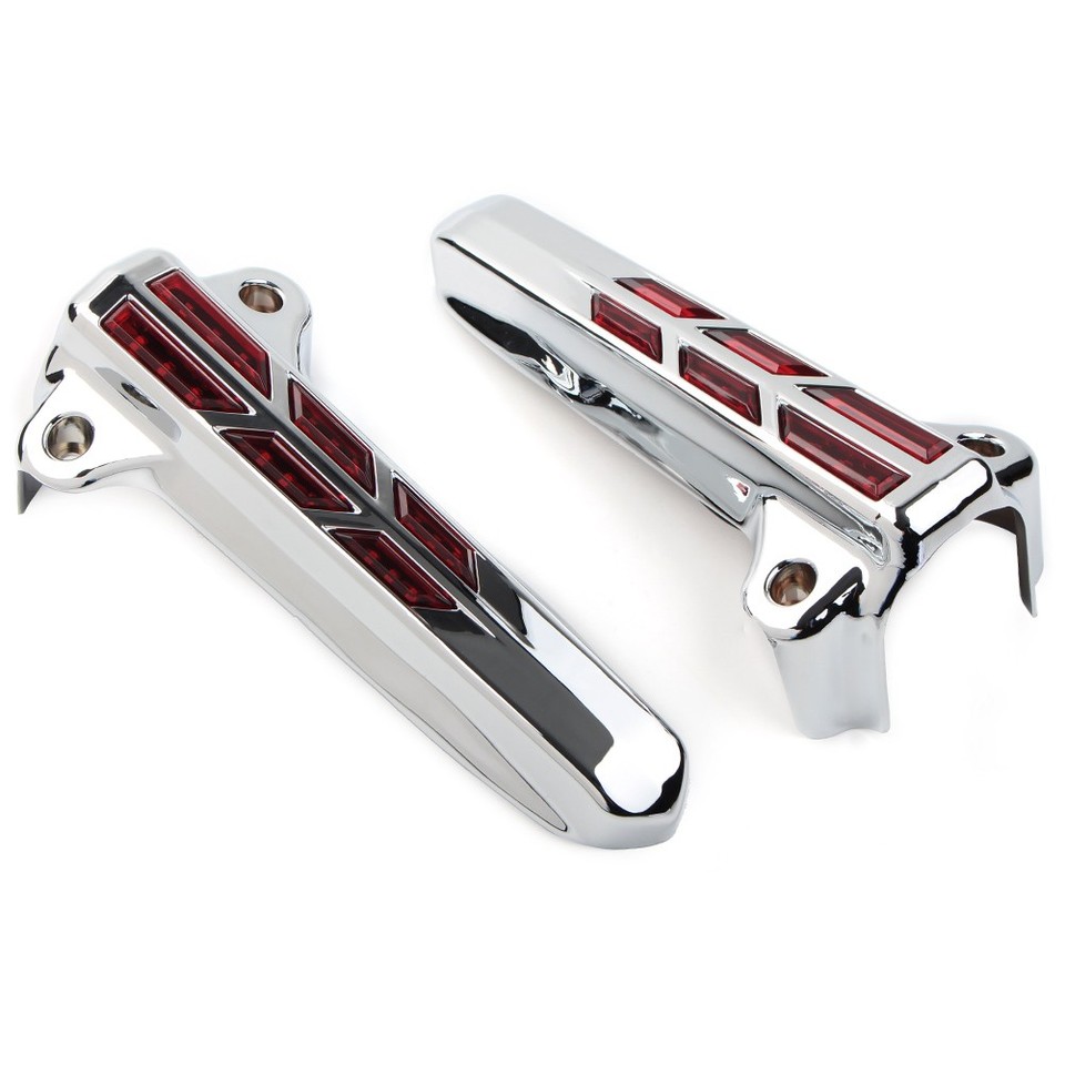 Front Lower Fork Leg Cover LED Light Smoke For Harley FLHT FLHX FLHR ...