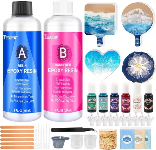 Complete Resin Art Supplies Kit Epoxy Resin & Hardener Set for Craft ...