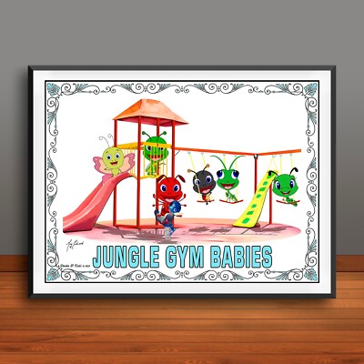Cartoon Insect Jungle Gym Babies Print, Playroom Decor, Bug Poster | eBay