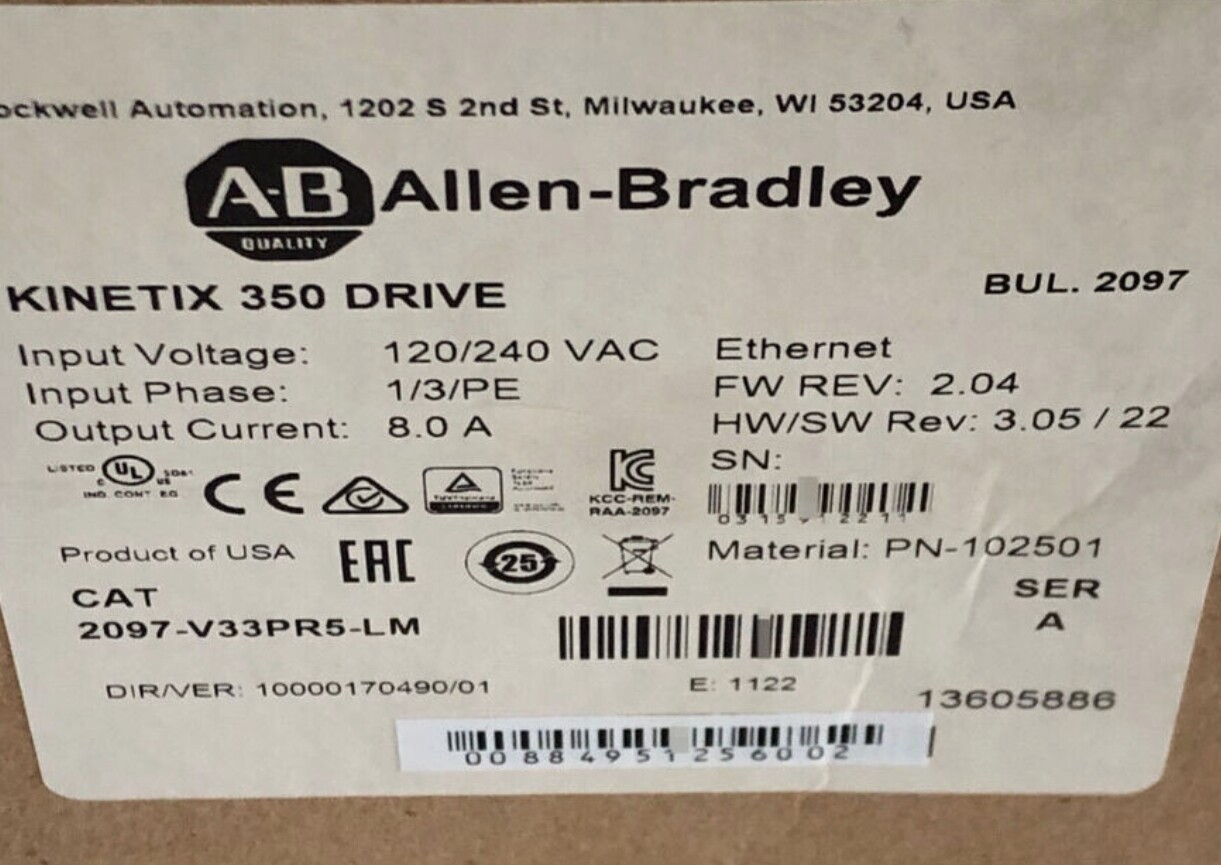 NEW ALLEN BRADLEY 2097-V33PR5-LM Kinetix 350 2.0kW Servo Drive Free ...