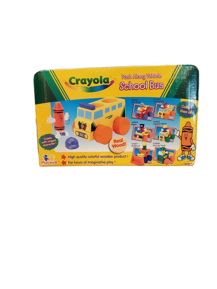NEW Crayola School Bus Push Along Vehicle With Crayola Man NOS | eBay