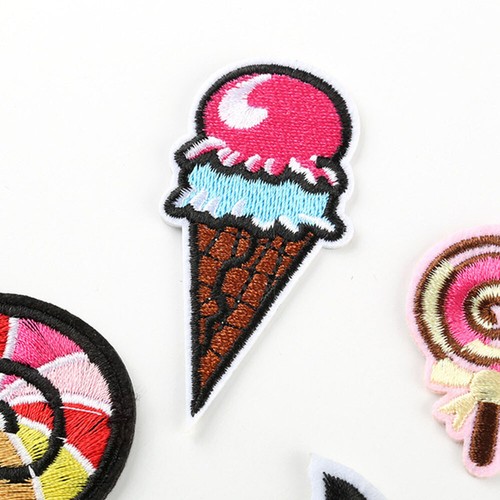 20 pcs DIY Ice Cream Embroidered Patches Colourful Iron on Sew On Sweet ...