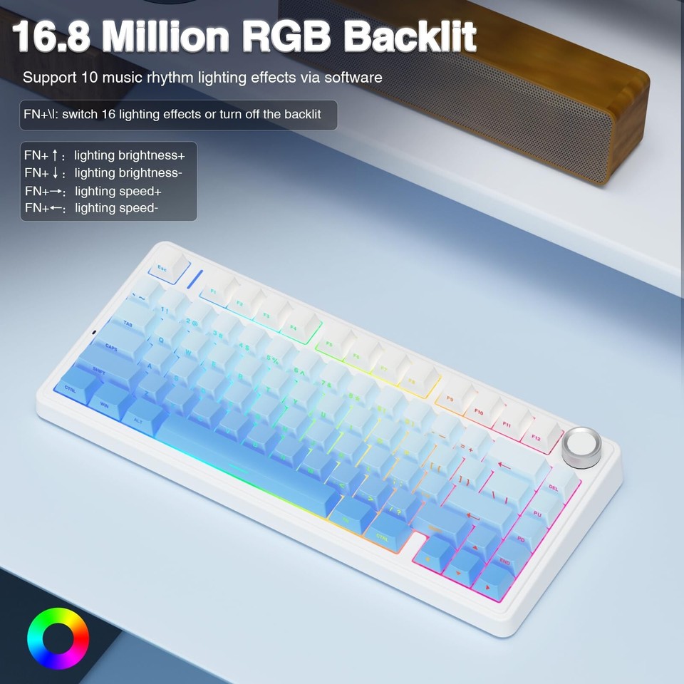 AULA F75 Pro Wireless Mechanical Keyboard,75% Gasket Hot Swappable ...