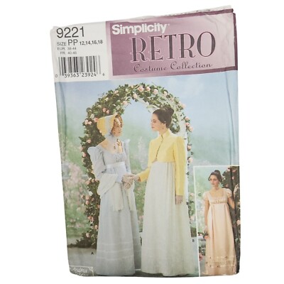 Simplicity Retro 9221 Regency Dress Costume Sewing Pattern Size PP 12 ...