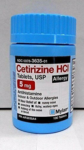 Mylan Cetirizine HCI Tablets 5mg Antihistamine All Day Allergy Relief ...