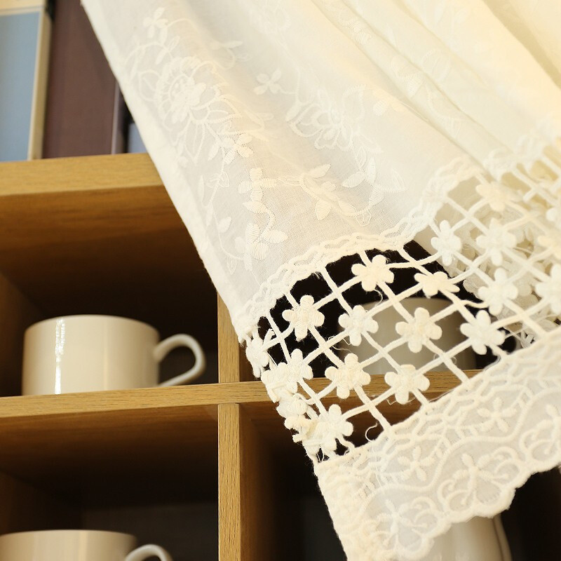 Half Short Curtain Kitchen Embroidery Cafe Cabinet Valance Window Drape ...