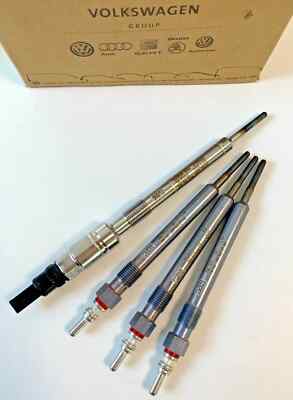 Set of 4 OE VW Glow Plugs :1x With Pressure Sensor 04L905061C and 3x ...