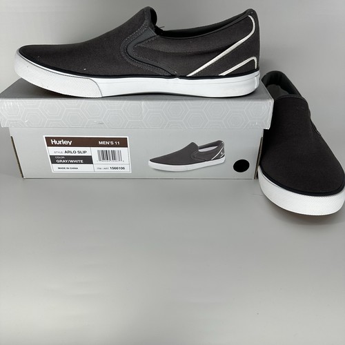 NEW Men's Hurley Arlo Slip On Gray White Casual Canvas Shoes Sneakers ...