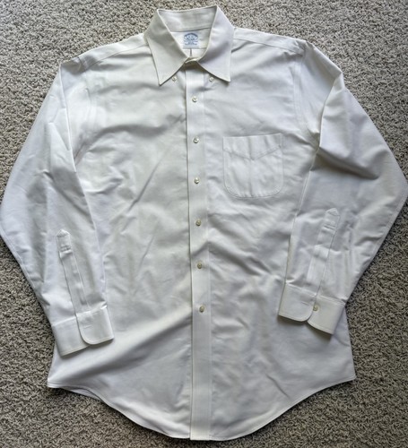 Men’s Brooks Brothers Cream Oxford Slim Fit Dress Shirt Size 16/34 | eBay