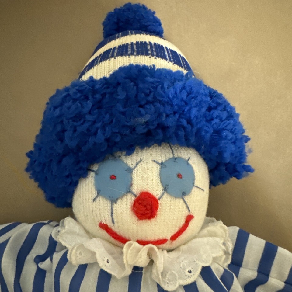 Vintage Handmade Cloth/Rag Clown Doll - - Year Unknown 28” | eBay