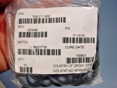 Bag of 50 HERCULES 568-211-90D Rubber O-Rings; 13/16 ID, 1 1/16 OD ...