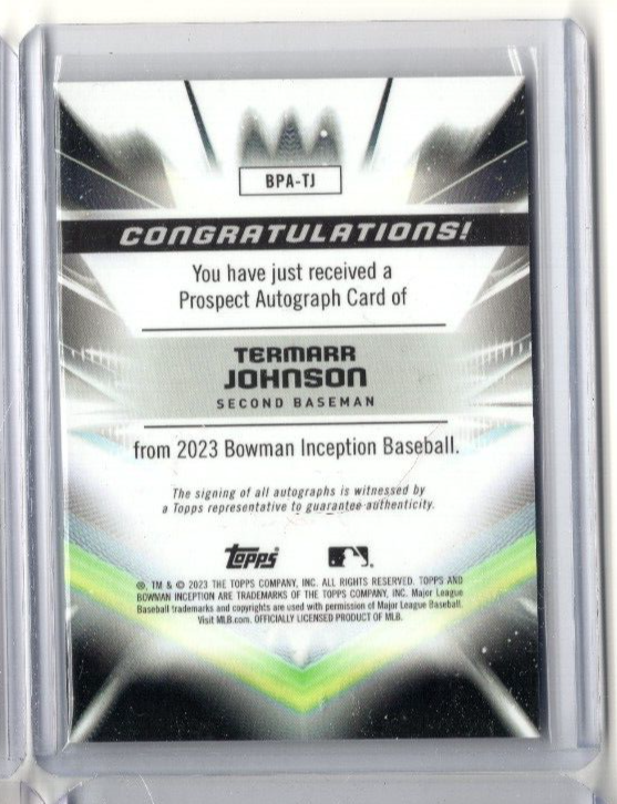 2023 Bowman Inception Termarr Johnson Rookie Auto # BPA-TJ 072/200 | eBay