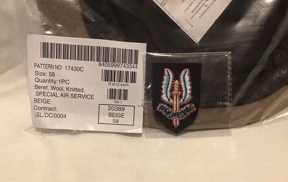 SAS Beret Size 58 With Cap Badge | Special Air Service Sand Beige | eBay