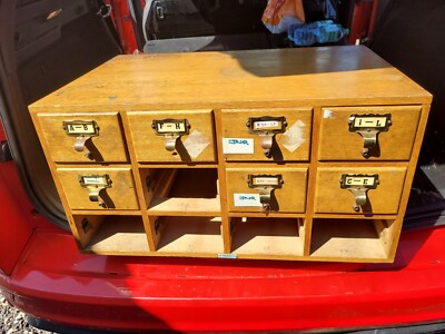 Vintage Wooden Library Card Index Drawer /Cabinet , 8 Drawers | eBay UK