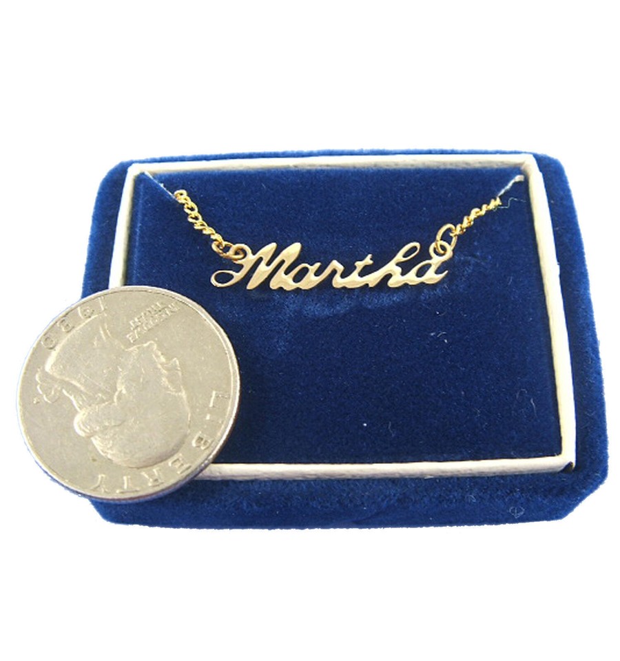 Vintage Script 16" Gold Tone Name "Martha" Charm Necklace | eBay