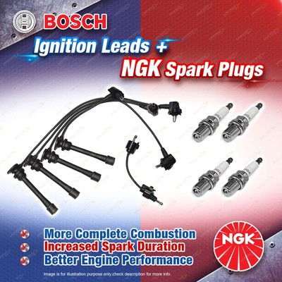 4 x NGK Spark Plugs + Bosch Leads Kit for Toyota Estima Tarago TCR10 ...