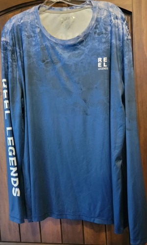 Reel Legends Mens Fishing Shirt XL Long Sleeve Blue Sea Camo ...