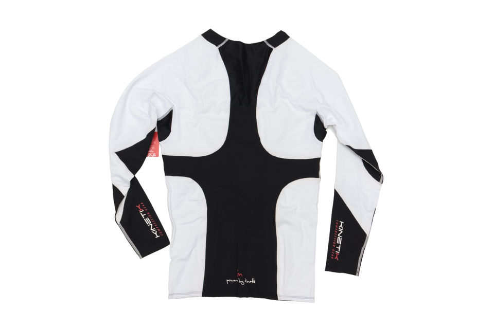 Kinetik Compression Gear White and Black Long SleeveTop Multisport S ...