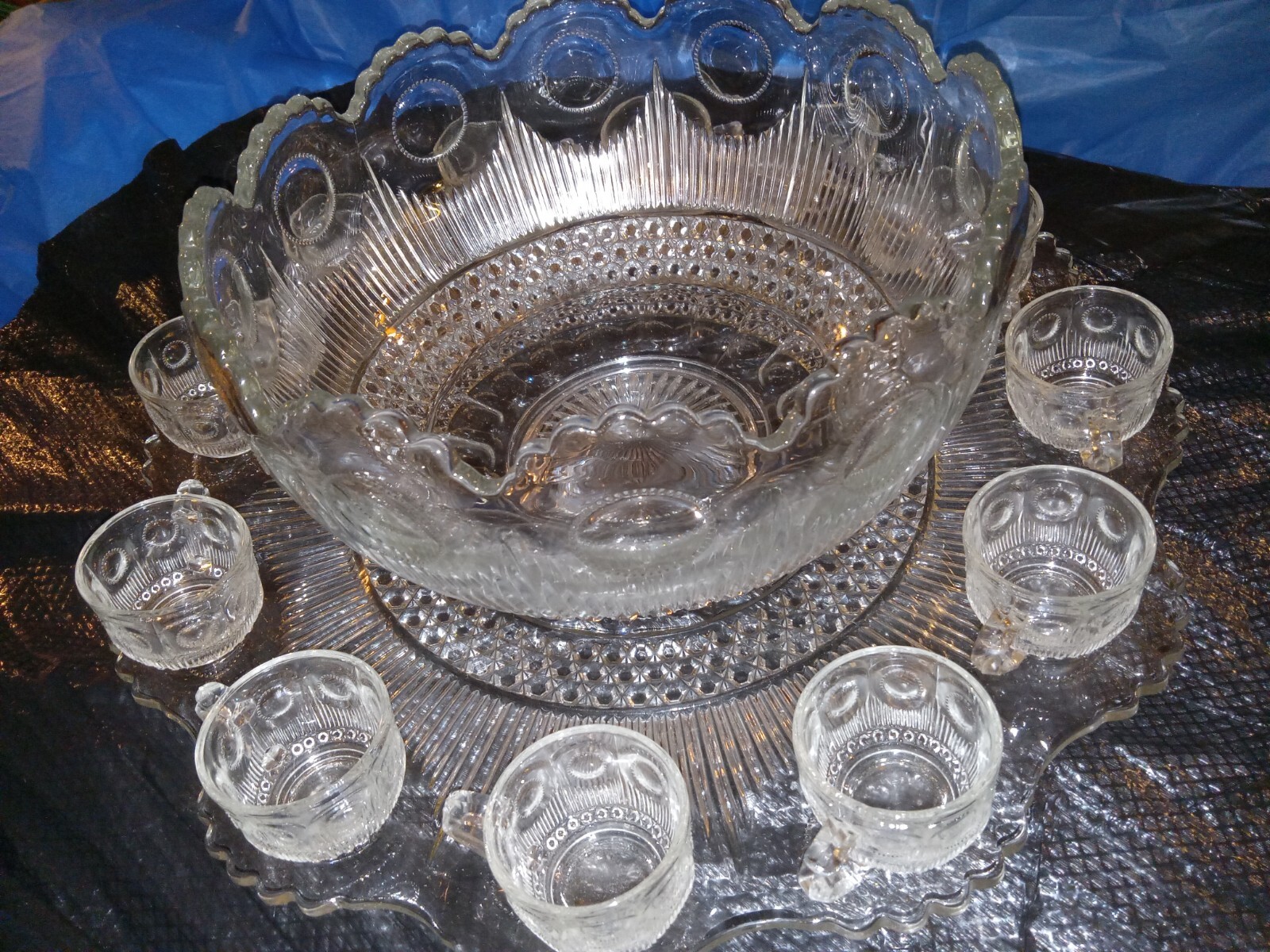 Vintage 1910 Tiffin-Franciscan 14 Piece Crystal Punch Bowl Set | eBay