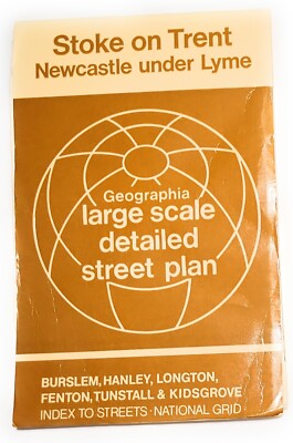 1970's Map Stoke-on-Trent-Newcastle under Lyme-Burslem-Hanley Fenton ...