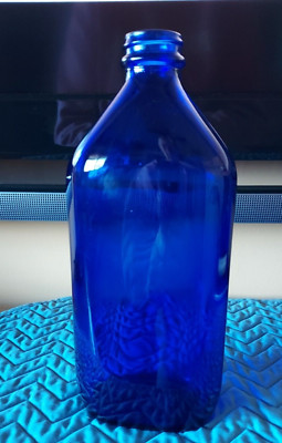 Vintage Cobalt Blue Genuine Phillips Glass Bottle Made in USA 9" Tall ...