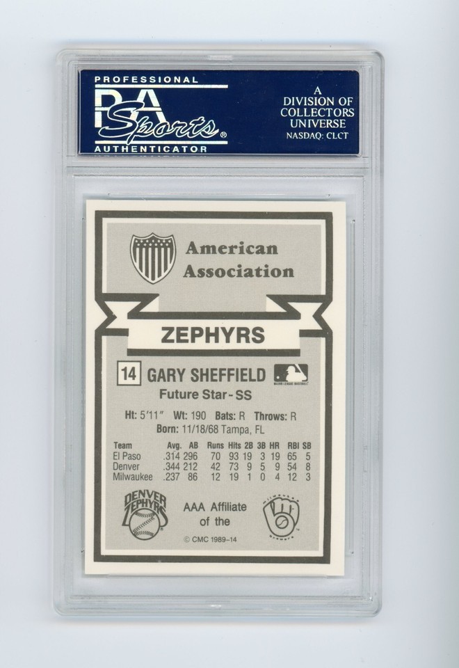 1988 CMC AAA All-Stars Gary Sheffield #14 Denver Zephyrs Rookie PSA 10 ...