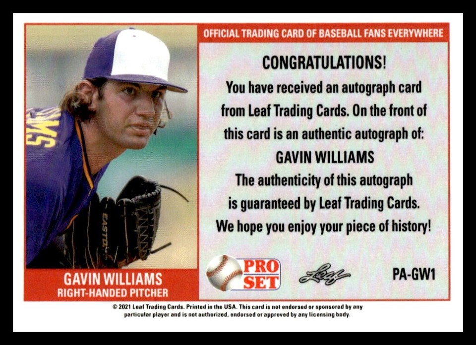 2021 Leaf Pro Set Metal '89 Rainbow Ivory Gavin Williams Rc Auto (4/4 ...