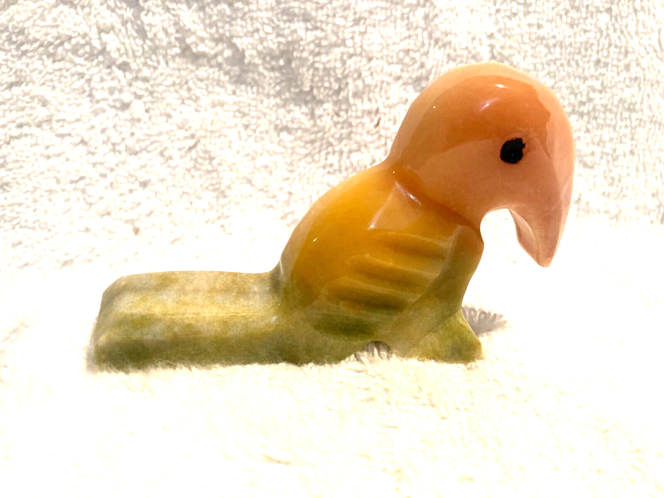 Soapstone Hand Carved Orange Green Toucan Figurine 2 1/8" Tall x 3 1/2 ...