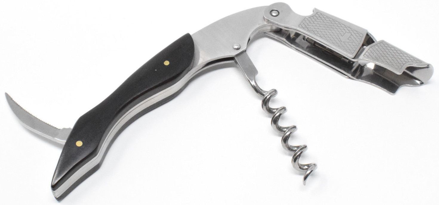 Black Wood Handle Professional Corkscrew Double Hinge Waiters Server Key #BLK003 | eBay