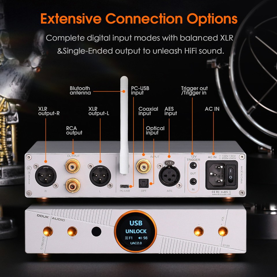 AK4499+AK4191 Fully Balanced DAC Bluetooth USB Audio Converter DSD512 w ...