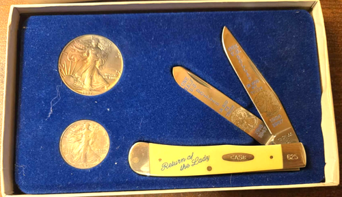 VINTAGE CASE 3254 RETURN OF THE LADY COLLECTOR KNIFE W/ COINS SET-FAST ...