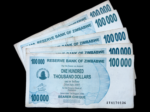 5x Zimbabwe 100000 Dollar Bearer Cheque Bill Banknote Money - Pre ...