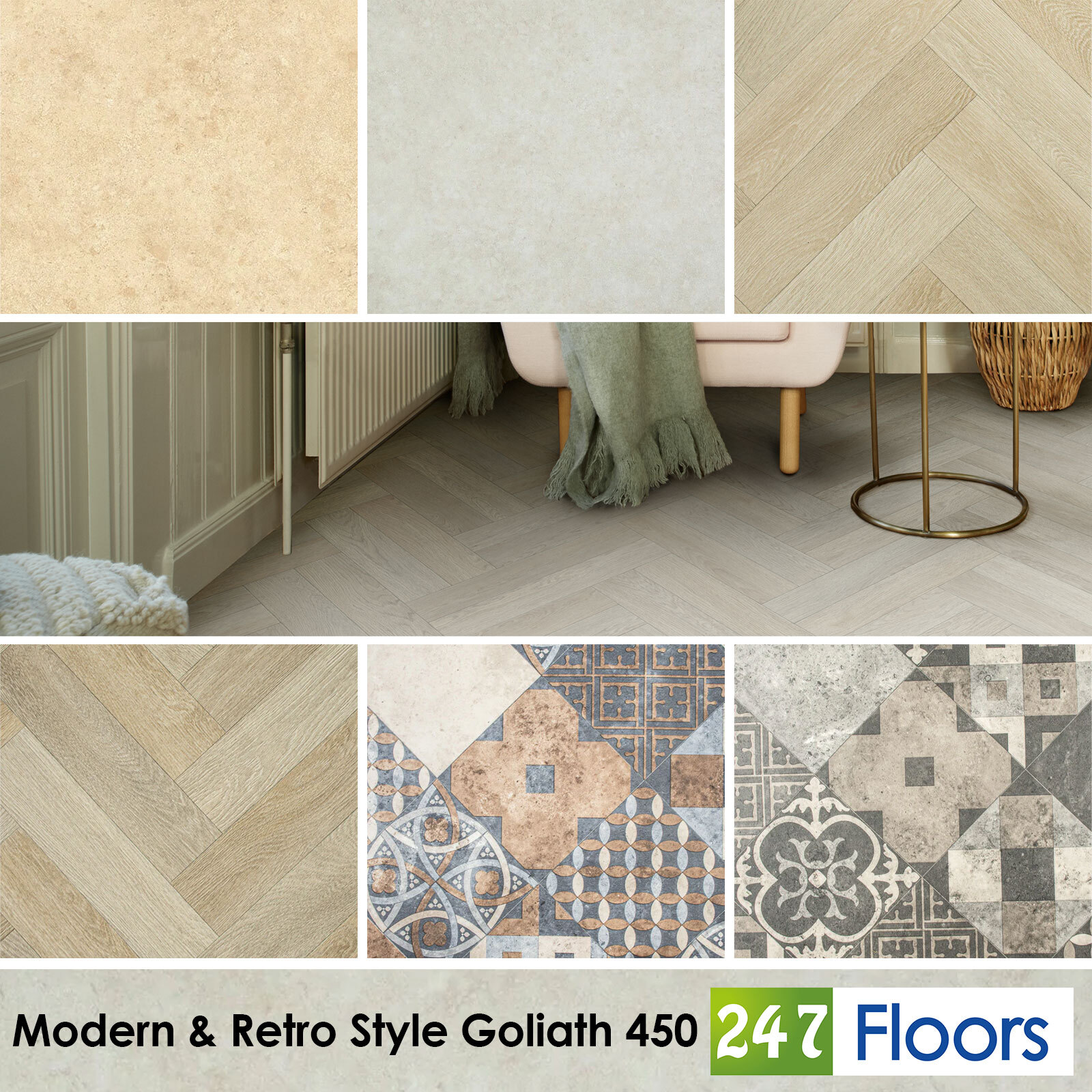 Goliath Tarkett 4.5mm Extra Thick & Durable Vinyl Flooring Lino 2m 3m ...