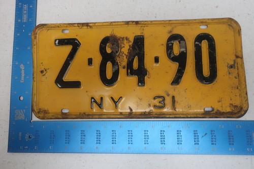 New York NY License Plate Tag 1931 31 Z-84-90 | eBay