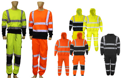 NUMID Hi Vis Tracksuit Set High Visibility Jacket Hoodie & Bottom ...
