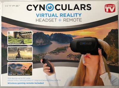 Cynoculars Virtual Reality Headset and Remote, for Gaming, Movies, and ...