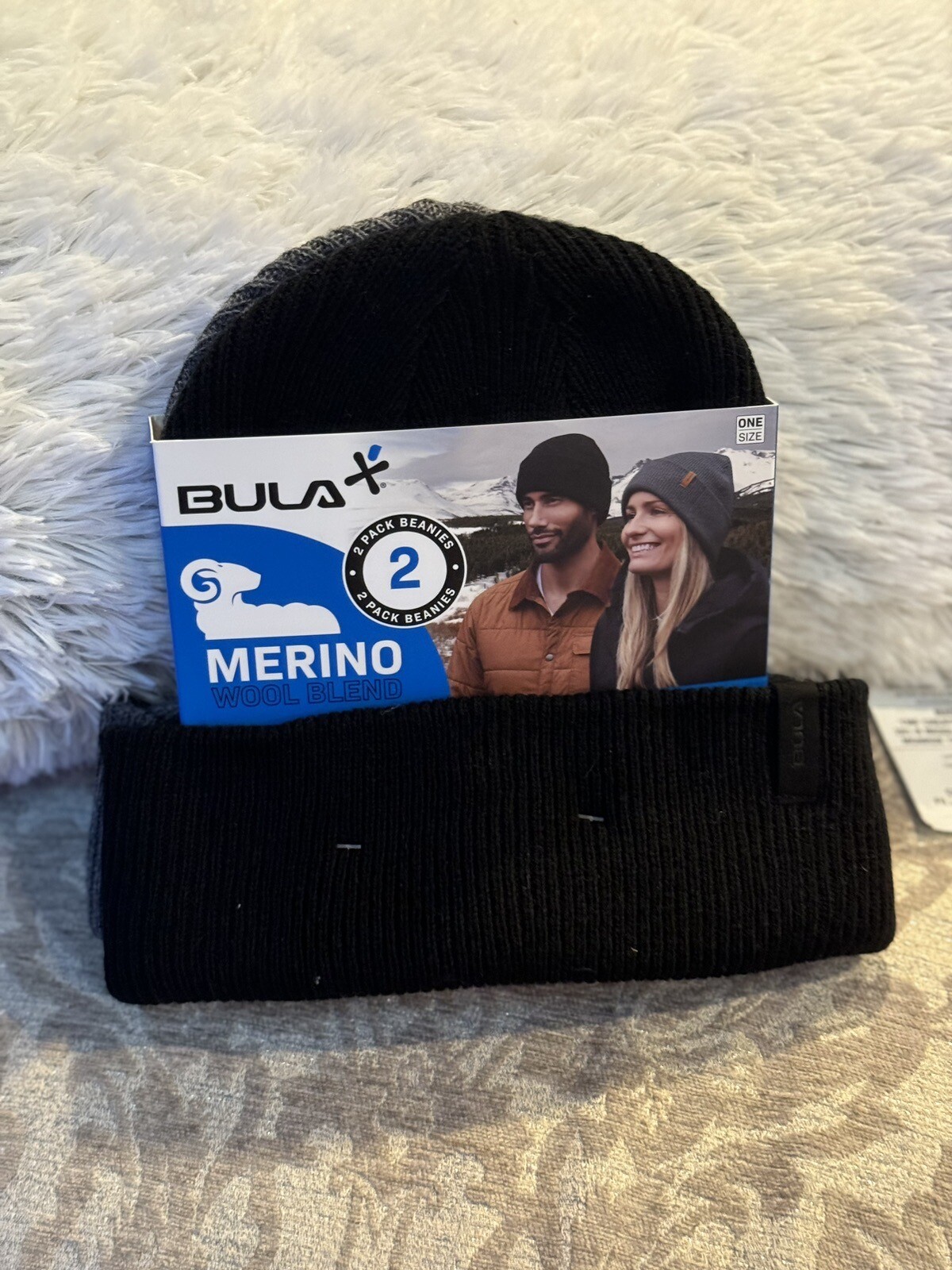 BULA Hat/Beanie Merino Wool Blend Adult Unsex One Size Grey & Black 2 ...
