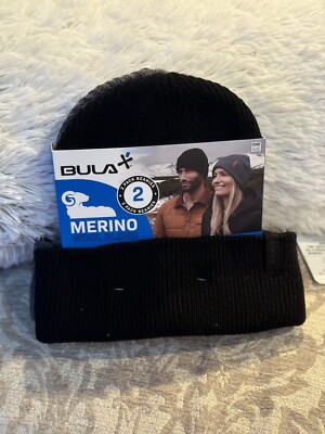 BULA Hat/Beanie Merino Wool Blend Adult Unsex One Size Grey & Black 2 ...